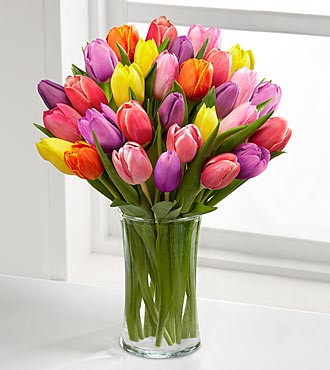 30 Τουλίπες Mix σε Βάζο - Flower Delivery